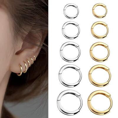 New Simple Stainless Steel Small Hoop Earrings for Women Men