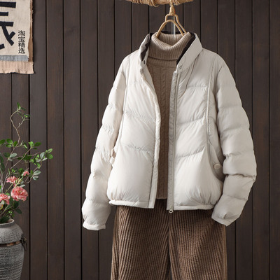 90白鸭绒轻薄立领羽绒服女冬时尚