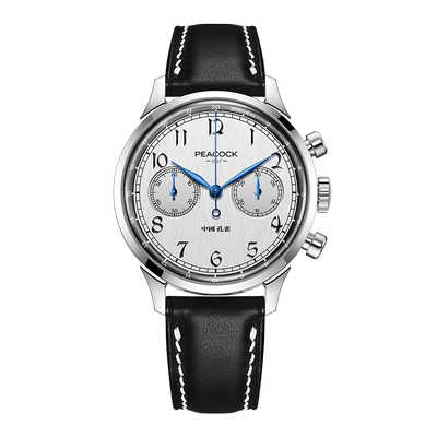 孔雀手表1950多功能计时机械男表