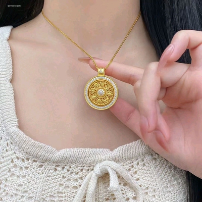 中古点钻八宝罗盘吊坠项链女vinate精致高级感颈链个性百搭锁骨链