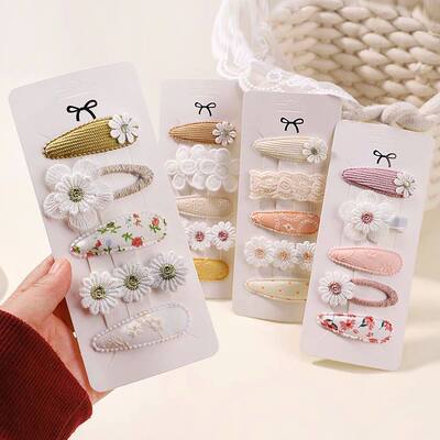 5Pcs/Set Baby Girl Hair Clip Cute Floral Bow Bunny Princess