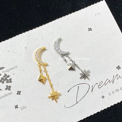 钛合金耳钉坠防敏镀18K