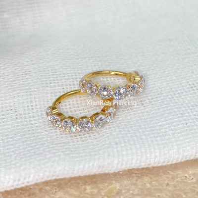 仙人 钛合金“璀璨”镀金耳环／daith环/耳骨环1.2粗搭扣环卡扣环