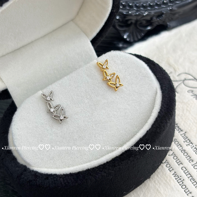 仙人“云端”F136钛合金镀金耳钉耳蜗耳骨钉flat16g免摘耳饰女