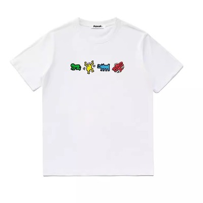 比各彪卡2025夏新款宽松圆领男女情侣款卡通印花短袖T恤