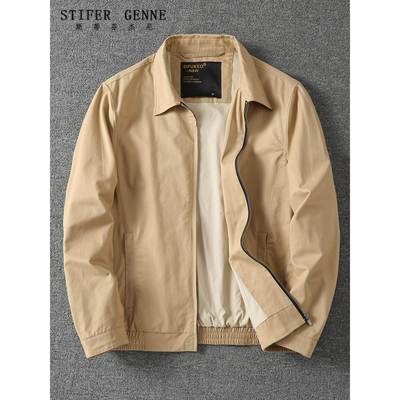 斯蒂芬卡其色翻领夹克外套男春秋季2025新款高端潮牌宽松男士上衣