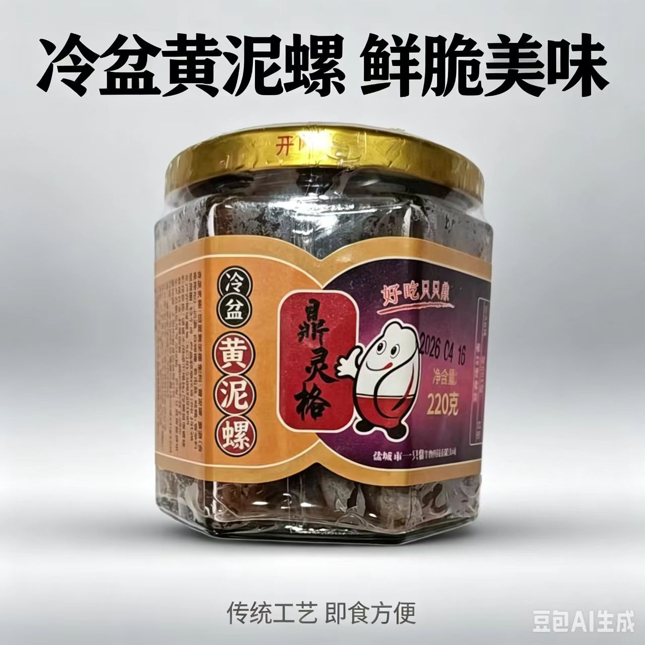 鼎灵格冷盆黄泥螺220g腌制海鲜即食鲜脆美味贝类制品