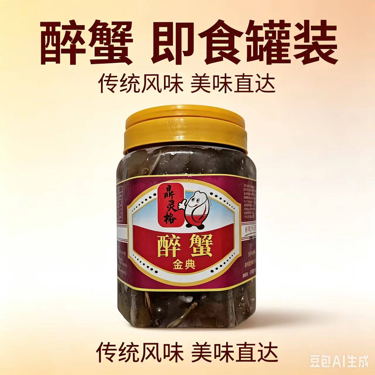 鼎灵格金典醉蟹2公2母罐装传统风味即食蟹类制品美味直达850克