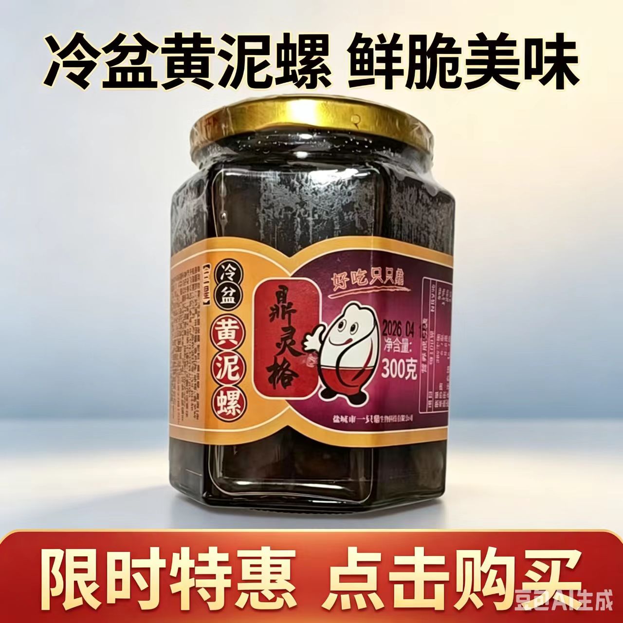 鼎灵格三星冷盆黄泥螺300g腌制即食鲜脆美味贝类制品