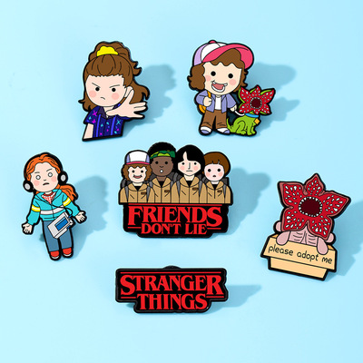 怪奇物语Stranger Things徽章Demogorgon 书包装饰品合金烤漆胸针