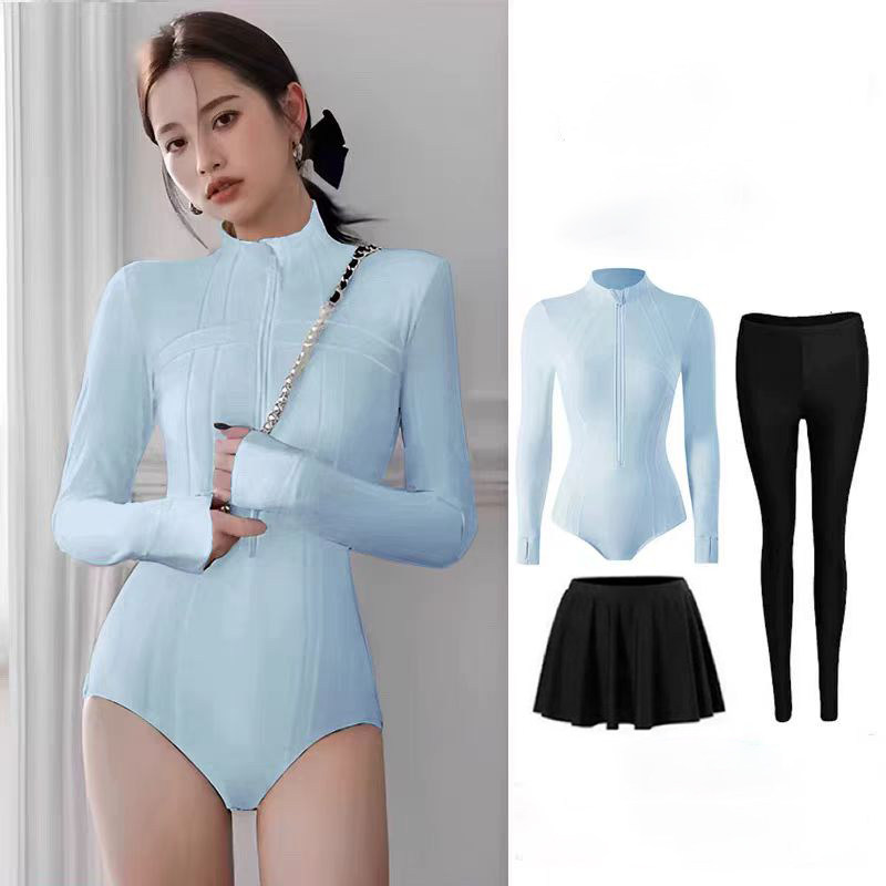 泳衣女连体长袖防晒显瘦速干专业潜水服冲浪水母衣泡温泉高领泳装