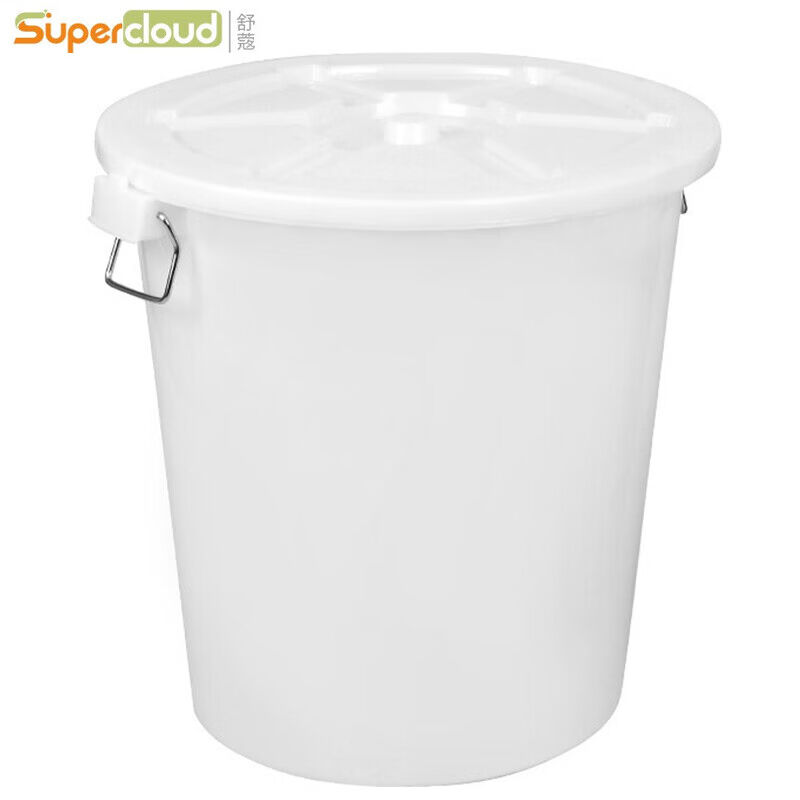 舒蔻(Supercloud)大水桶塑料储水桶带盖酒店环卫物业垃圾桶大白桶