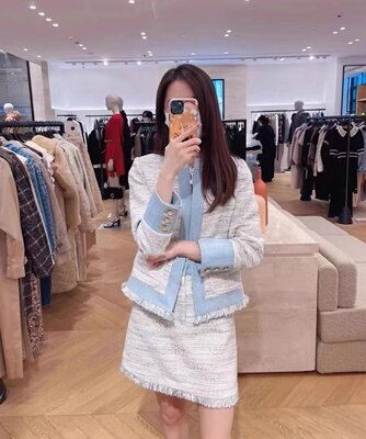 条纹流苏下摆针织外套