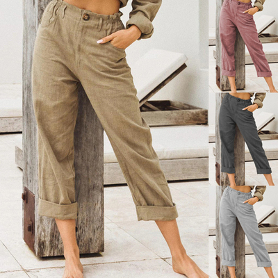 For Women High Waist Light Gray Khaki Red Wine Pants 2XL2021