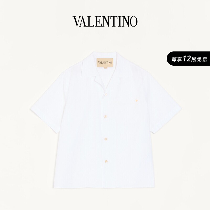 [12期免息]华伦天奴VALENTINO男士VGOLD细节棉质府绸保龄球衬衫