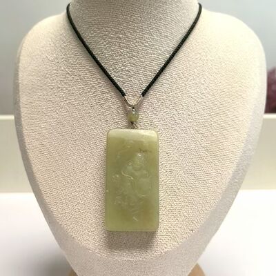 D1179# 天然和田玉黄口料佛公吊坠50.3*26.3*9.8mm 重34.65克
