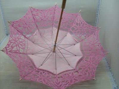 非遗钢骨粉红色木手柄情侣伞