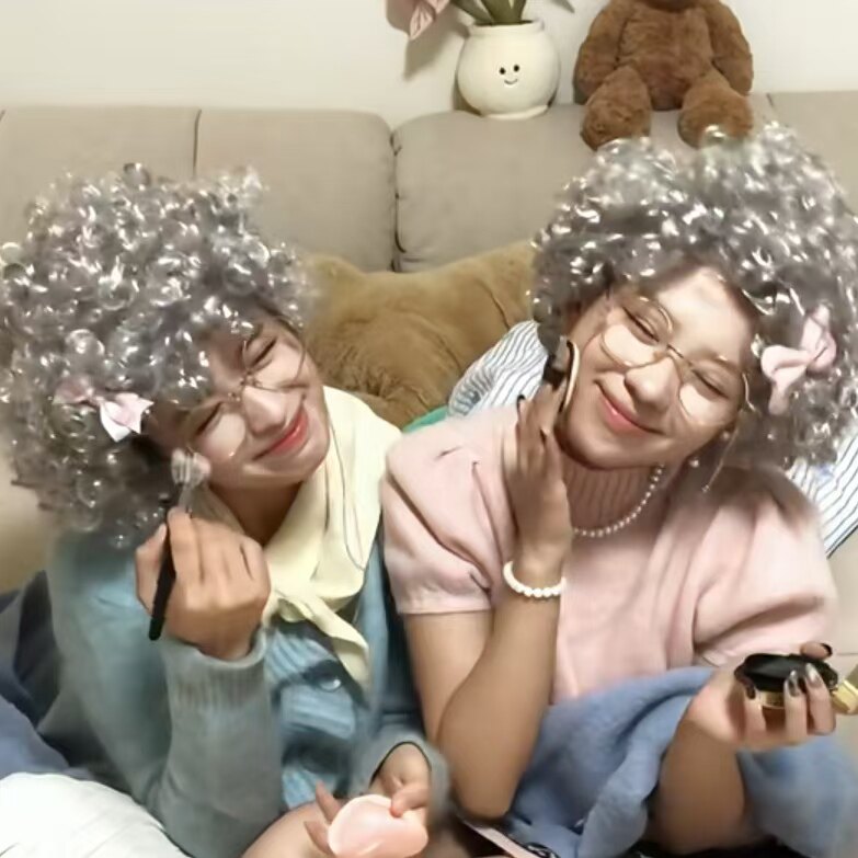 搞笑银色卷发假发套装女聚会拍照整蛊道具拍照道具整蛊用品装饰品
