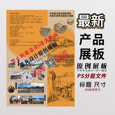 原创A0素描照片 产品设计展板等PSD分层展板ps模板
