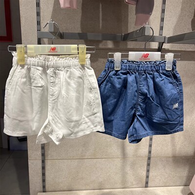 NEW BALANCE/NB26夏女童甜美荷叶边休闲凉感牛仔短裤7VG21182