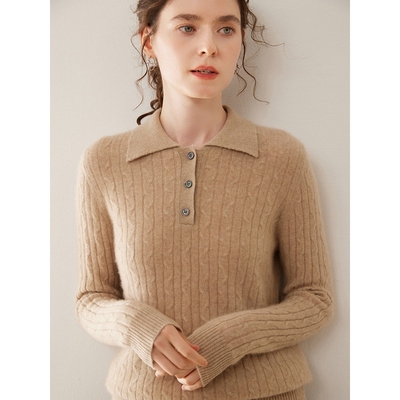 2024秋冬季新款山羊绒POOL领针织毛衣翻领羊毛衫打底衫针织毛衣女