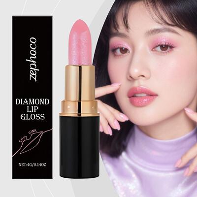 ZEPHOCO Tender Pink Diamond Lip Gloss Shimmer Lipstick - Nou