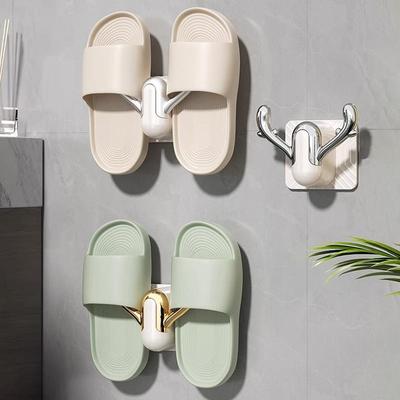 Luxury Slippers Rack for Bathroom, No-Drill Water-Draining H