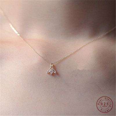 925 Sterling Silver Plating 14K Gold Inlaid Crystal French
