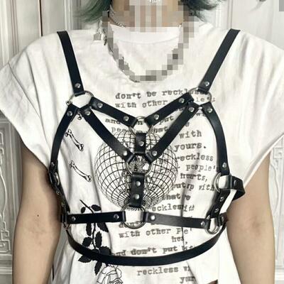 Leather Harness Underwear Set Goth Garter Belts Women Straps