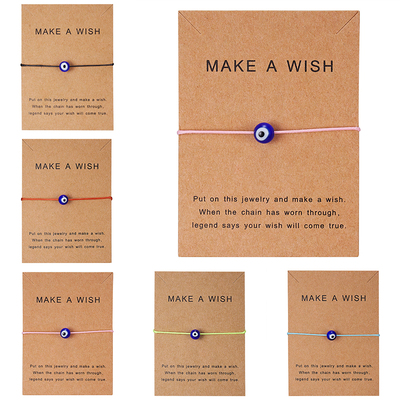 Rinhoo Make a Wish Blue Evil Eye Woven Paper Card Bracelet
