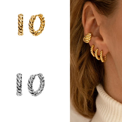 ROMAD Vintage Spiral Twist Hoop Earrings For Women Punk