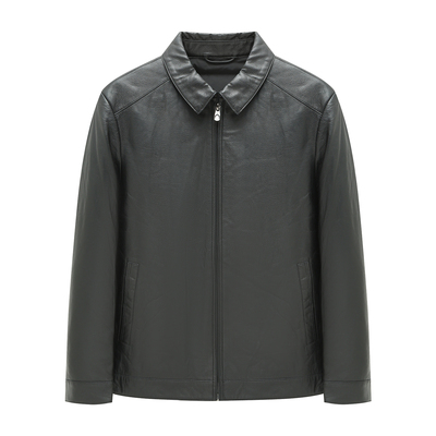 H1265秋冬款男士皮羽绒 羊皮革拉链商务休闲外套皮衣 时尚都市