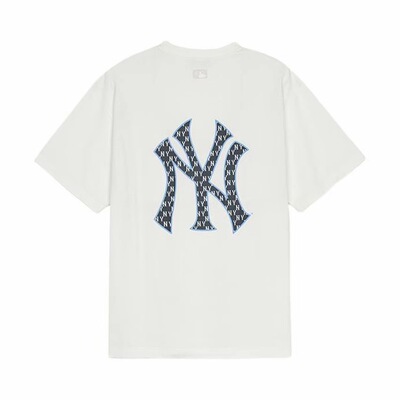 MLB MONOGRAM 透气后背大logo短袖圆领T恤 男女3ATSM0653-50IVS