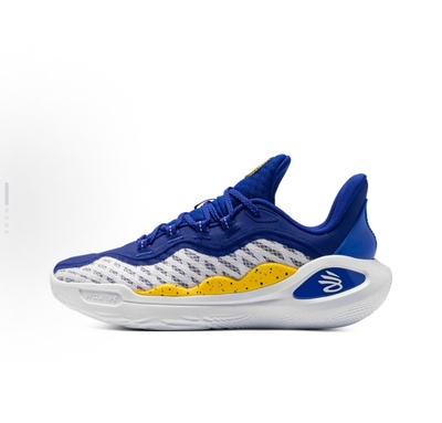 Under Armour Curry 11透气 低帮 篮球鞋 男款 白蓝黄3026615-100