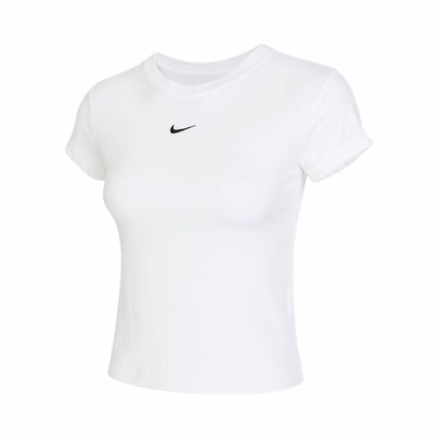 Nike  Sportswear 纯色圆领休闲短袖速干 T恤 女款FV5509-100