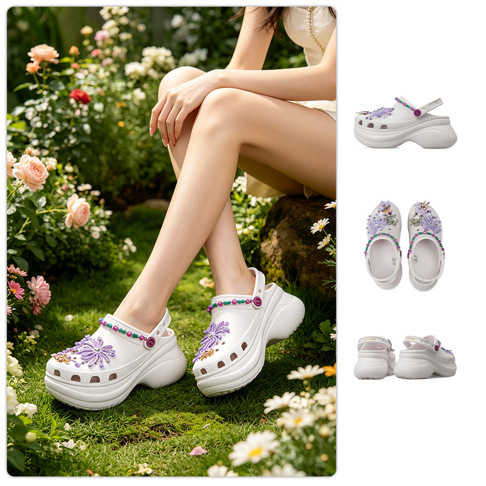Crocs卡洛驰复古夏日华焰Clog BAE洞洞鞋增高女鞋沙滩凉鞋 214114