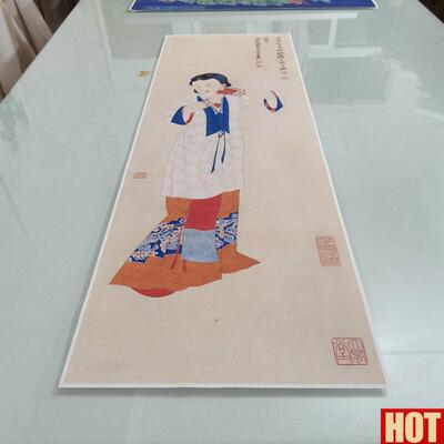 大千 《l簪花仕女图 》复古书画人物国画真迹微喷复制挂抽装裱画