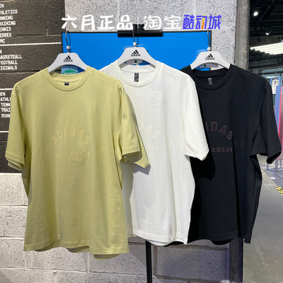 阿迪达斯短袖男字母棉质半袖T恤