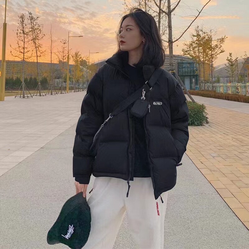 黑色短款羽绒棉服女小个子冬季新款加厚面包服外套爆款棉衣百搭外