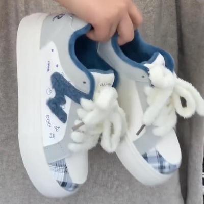 韩系学生加绒厚底板鞋冬季保暖