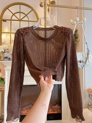 2024年秋季新款不规则复古慵懒风套头长袖针织衫重工镶钻毛衣女装