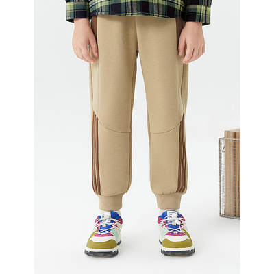 【马】儿童加绒加厚保暖休闲束脚长裤拼色口袋设计简约百搭MA142