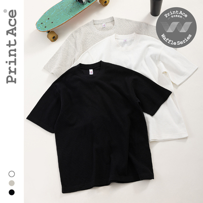 适度宽松版型华夫格落肩短袖T 6293