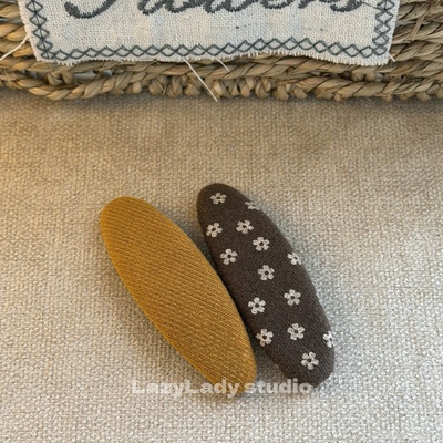 一对装 撞色小碎花复古小众发夹布艺毛呢边夹碎发夹子BB掰掰夹女