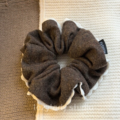 4色 羊绒材质~秋冬软糯裙摆边头花 高货精致小众百搭肠圈发饰女