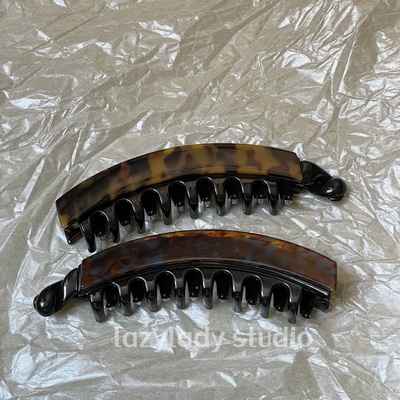 醋酸材质~光泽感好 玳瑁色高级花色竖夹香蕉夹一字夹 盘发夹子女