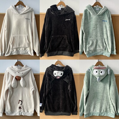 3L-11日单刺绣加厚毛绒绒卡通卫衣保暖可爱萌连帽带口袋Z25-12