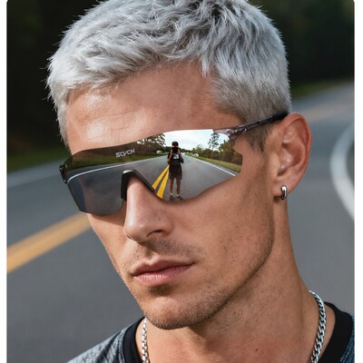 SCVCN跑步眼镜轻量化感光变色日夜两用跑步马拉松徒步防风护目镜