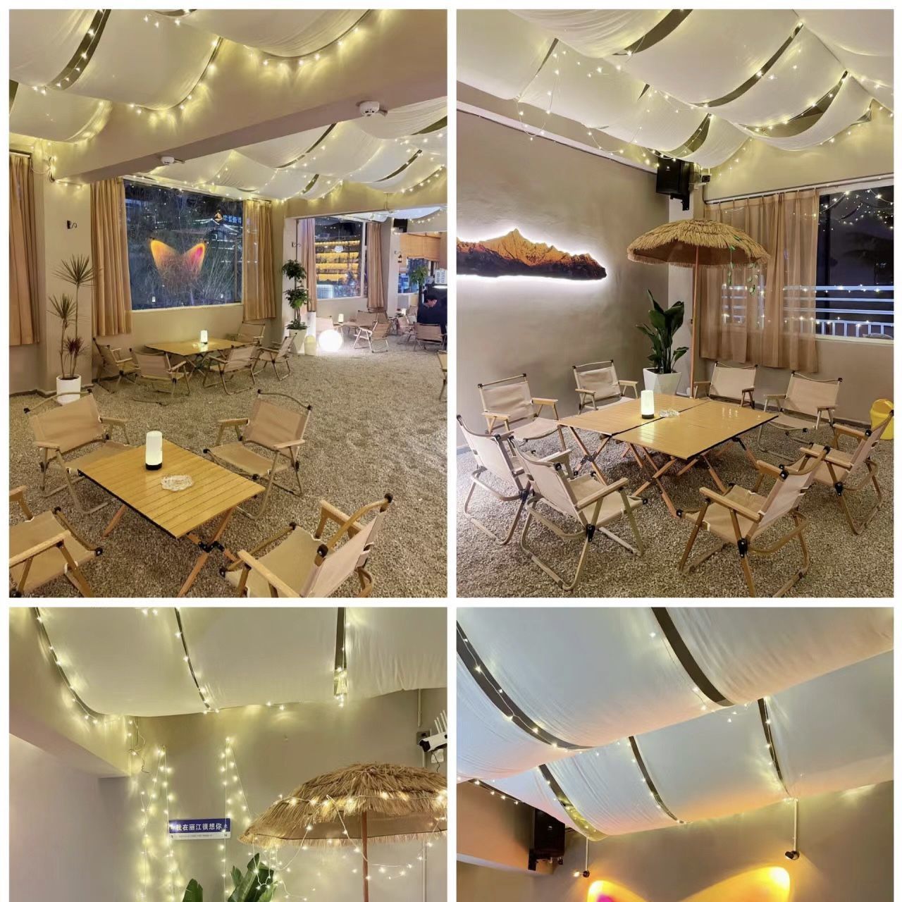 露营风亚麻装饰纱幔奶茶店餐饮吊顶遮丑布新中式禅意茶室布景麻布