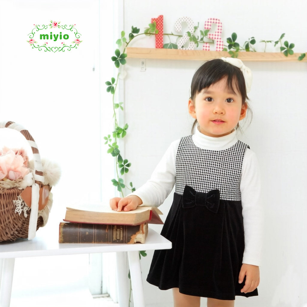 miyio宝宝裙子秋冬马甲礼服连衣裙2至5岁女大童正装包邮